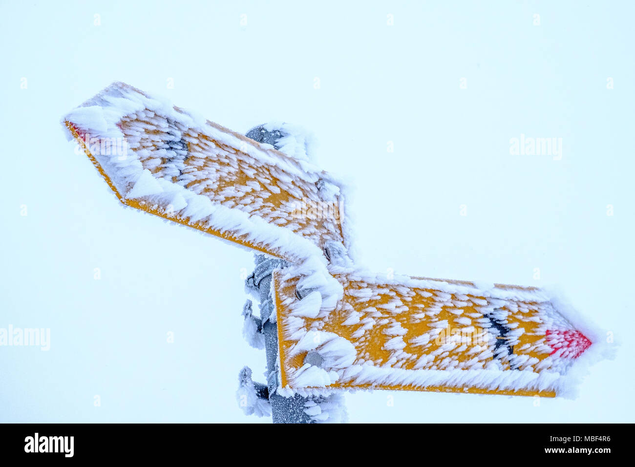 Frozen mountain signals in winter Stock Photo - Alamy