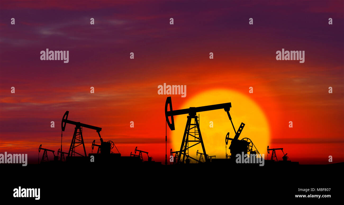 Silhouettes oil rig hi-res stock photography and images - Alamy