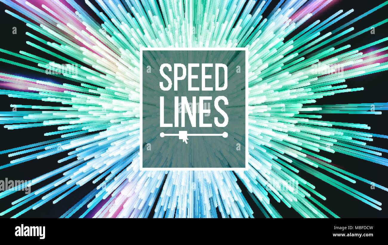 Speed Lines Vector. Power Effect. Beam Background. Radial Moving ...