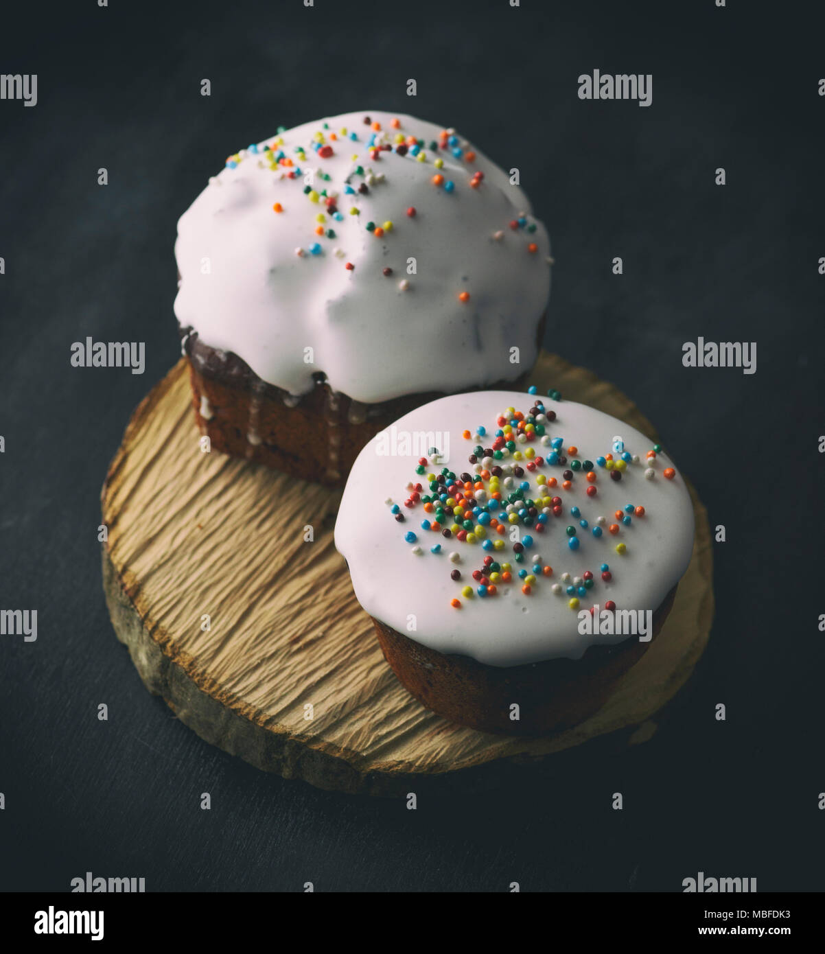 traditional Easter baking of Ukraine with white sugar icing and ...