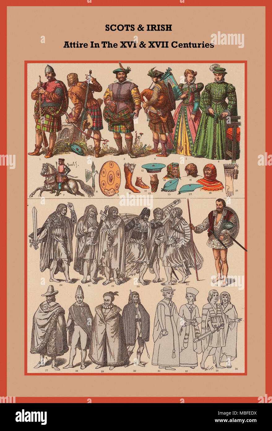 Scots & Irish attire in the XVI & XVII centuries Stock Photo - Alamy