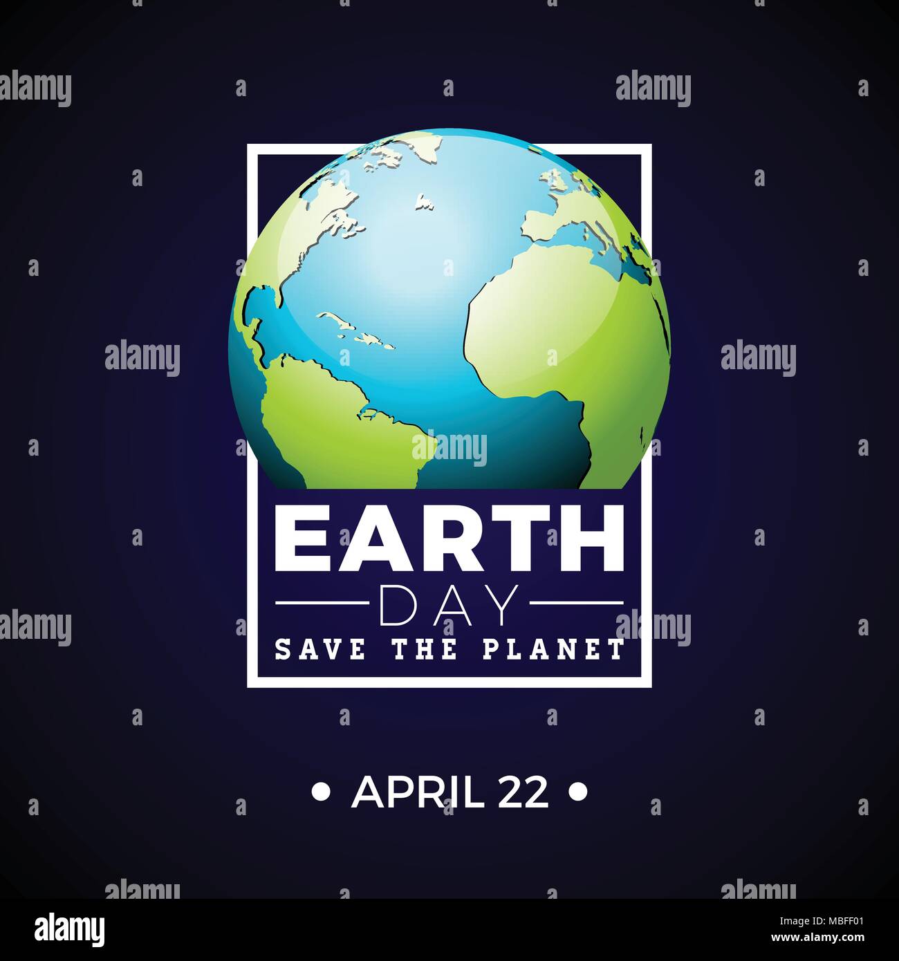 Earth Day illustration with planet and lettering. World map background ...