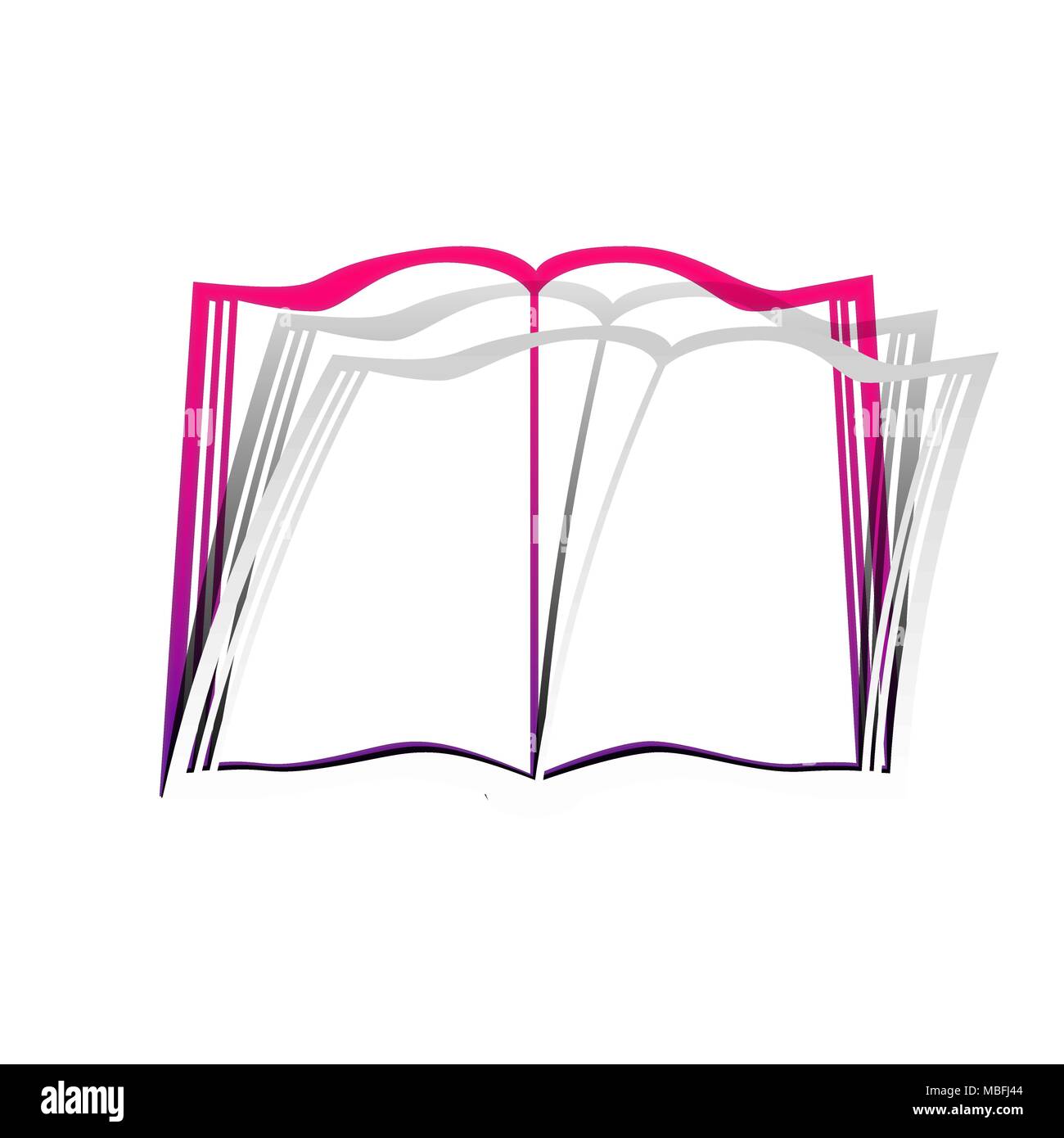 Book sign. Vector. Detachable paper with shadow at underlying layer ...