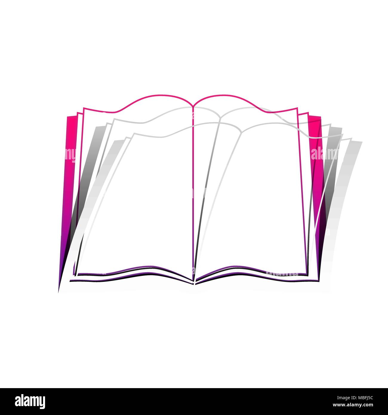 Book sign. Vector. Detachable paper with shadow at underlying layer ...