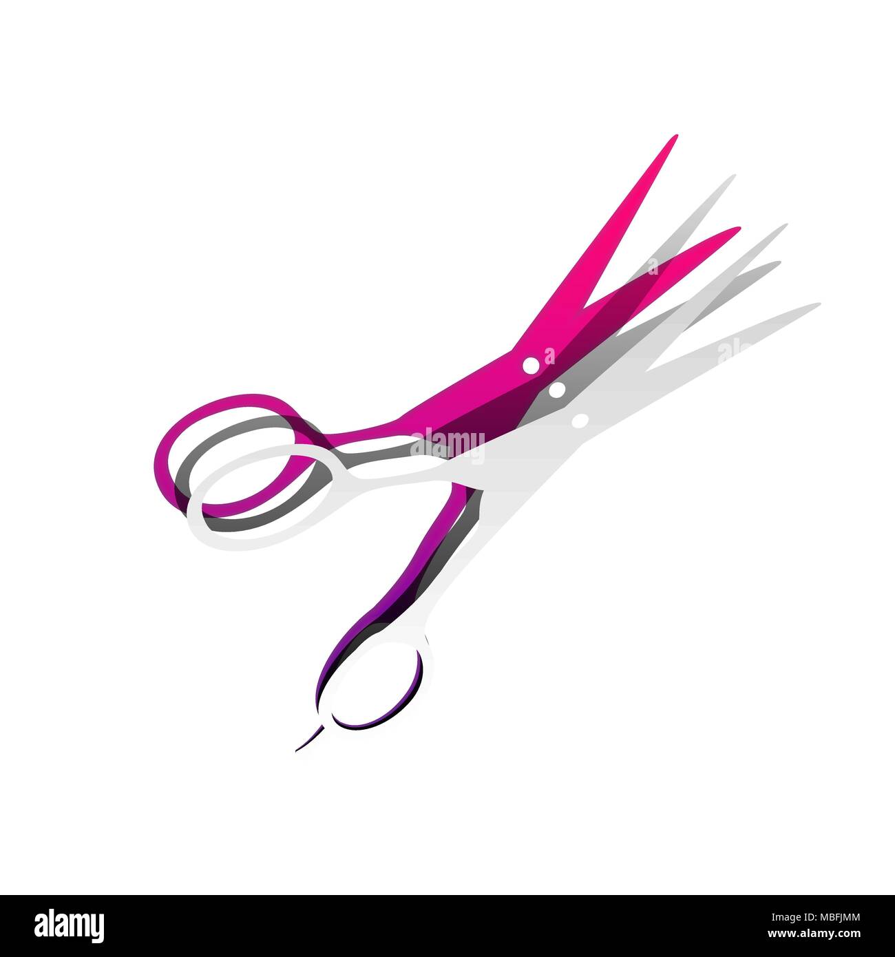 Hair cutting scissors sign. Vector. Detachable paper with shadow at ...