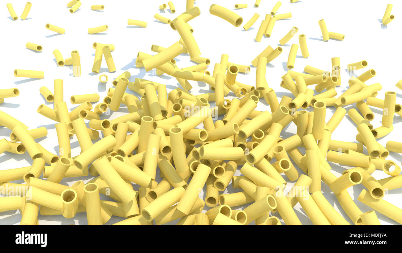 many macaroni pasta on white background, 3d illustration Stock Photo ...