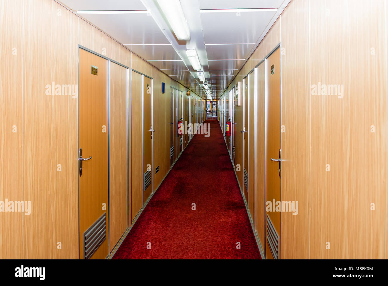 Cruise ship corridor Stock Photo - Alamy