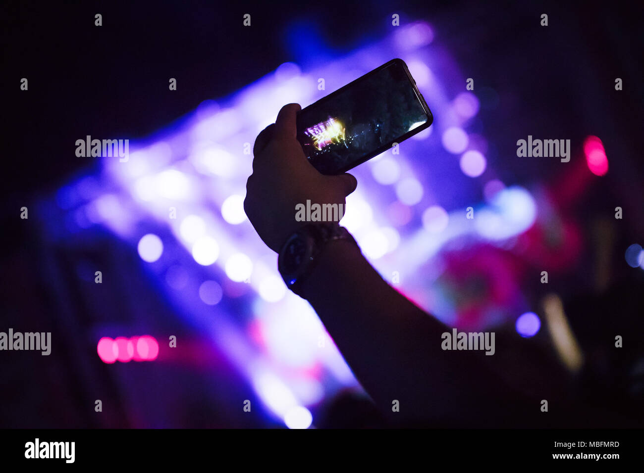 Picture of party people at music festival Stock Photo - Alamy