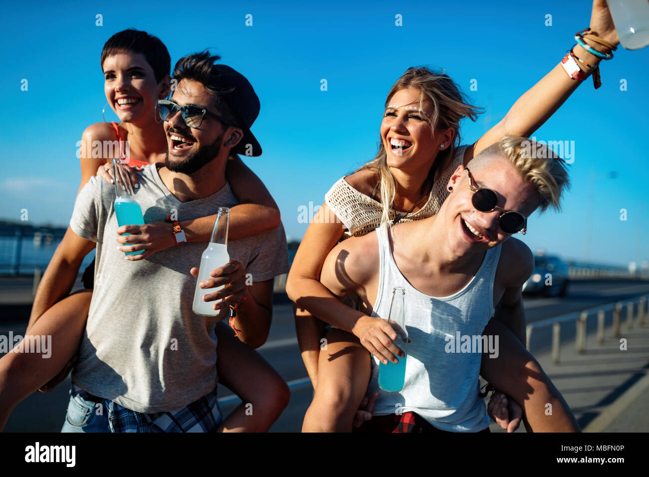 Group of young friends having fun together Stock Photo - Alamy