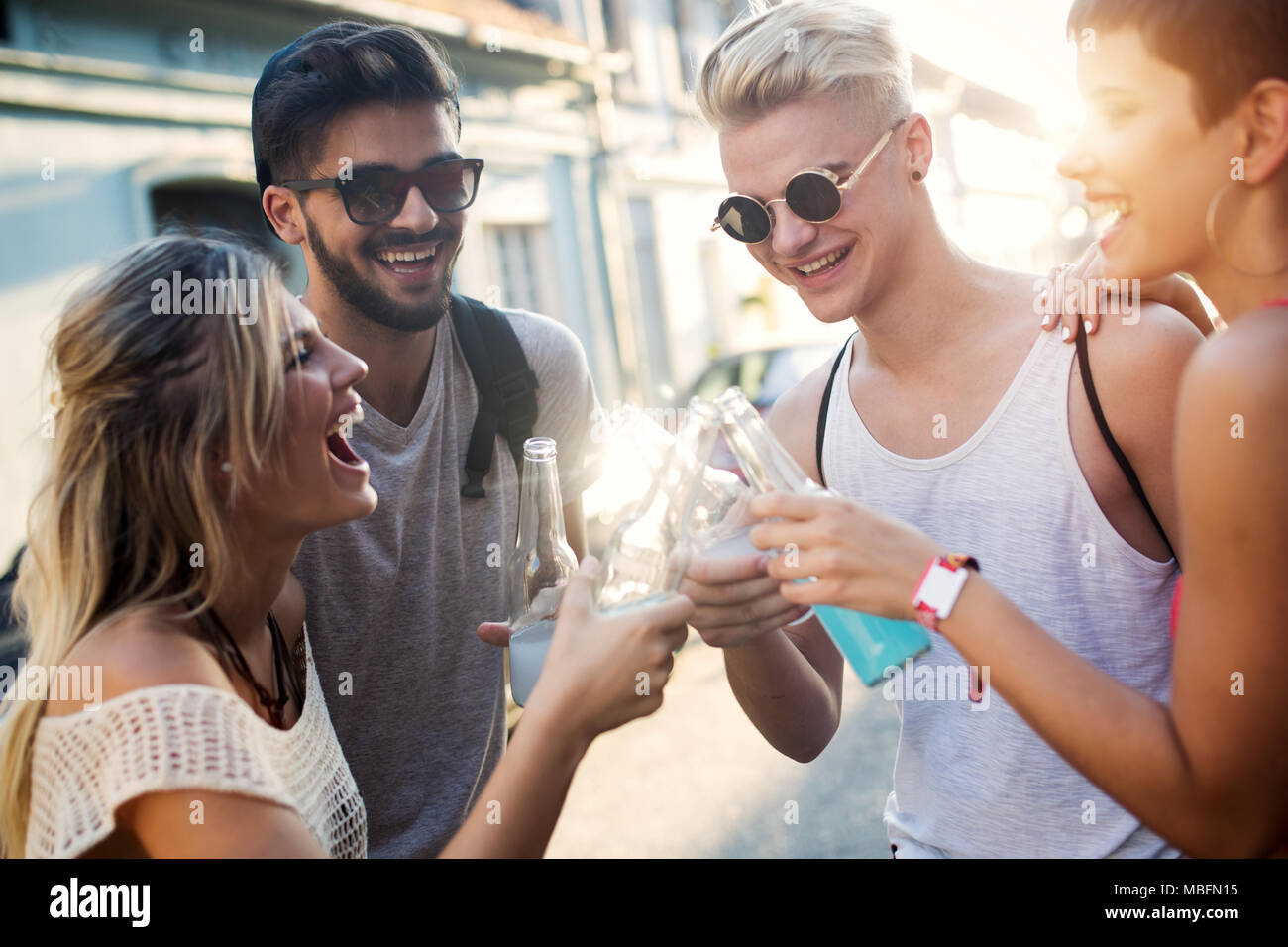 Group of young friends having fun together Stock Photo - Alamy