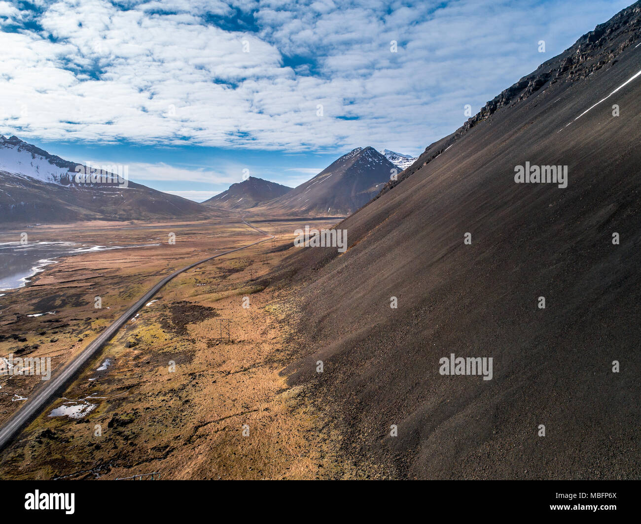 Aerial view of icelandic landscape with mountains Stock Photo - Alamy