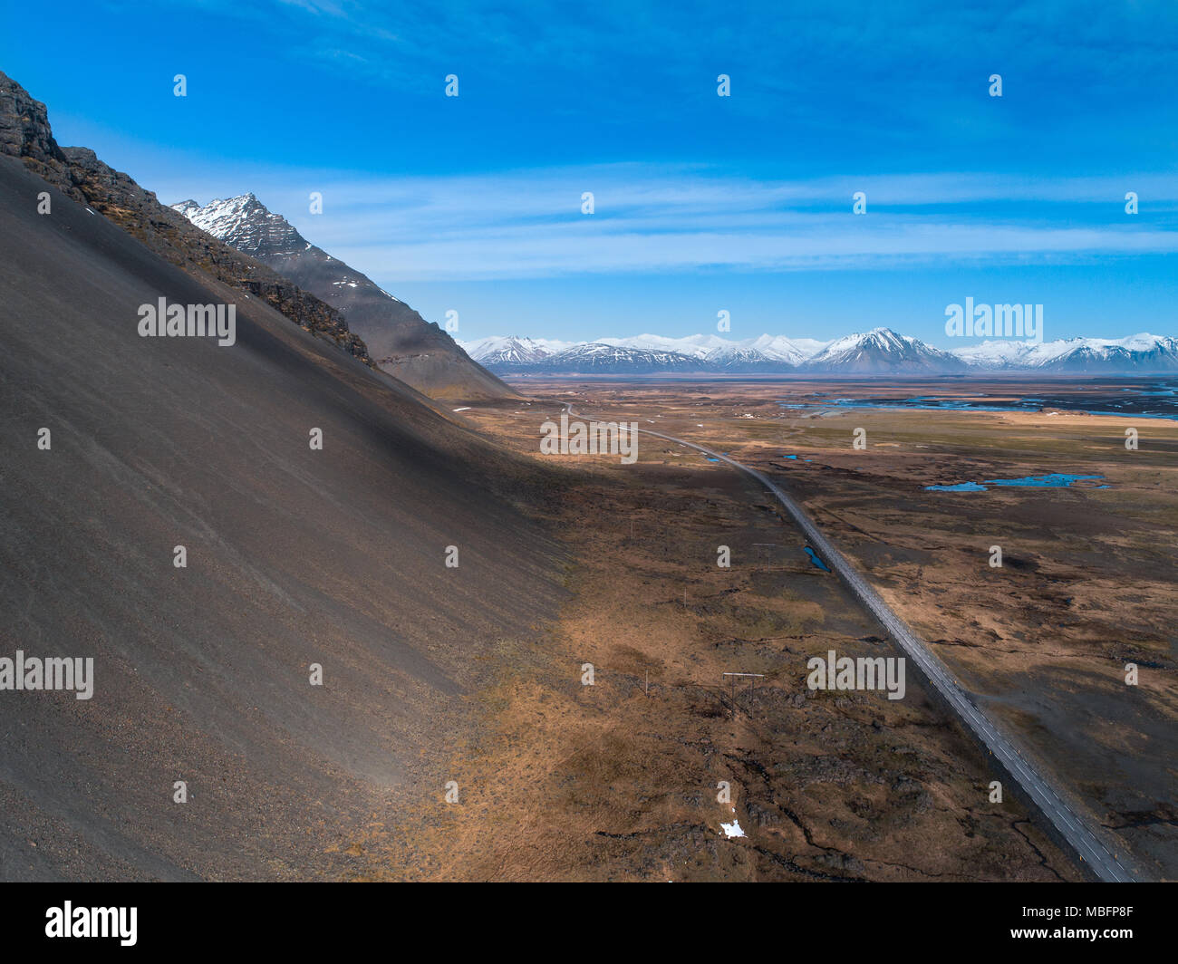 Aerial view of icelandic landscape with mountains Stock Photo - Alamy