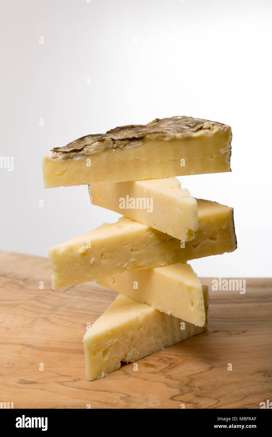 Swaledale cheese bought from a supermarket in the UK and cut into small ...