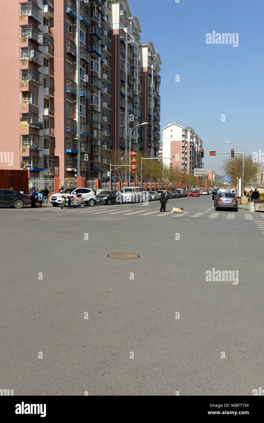 A residential street in Shichang suburb, western Beijing, China Stock ...