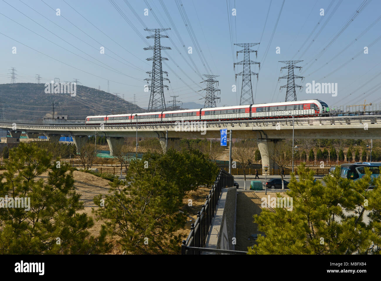 Maglev train departs from Shichang terminus station on the S1 line in ...