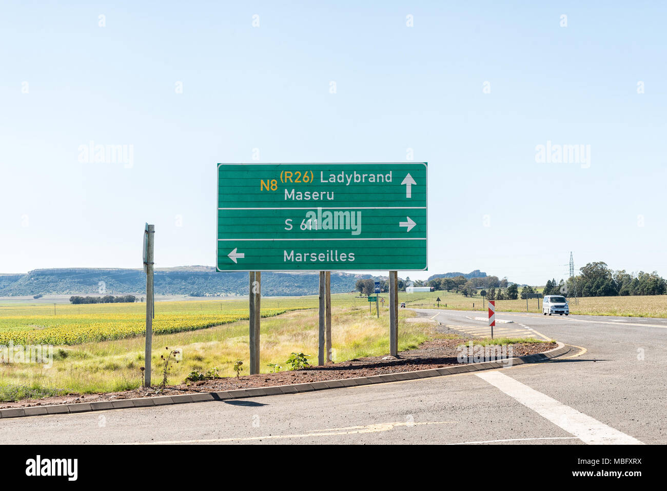 MARSEILLES, SOUTH AFRICA - MARCH 12, 2018: The junction between the N8 ...