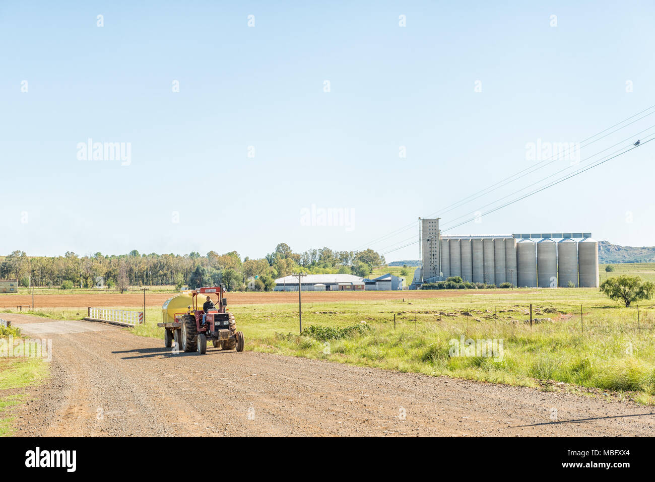 MARSEILLES, SOUTH AFRICA - MARCH 12, 2018: A tractor and trailer with ...