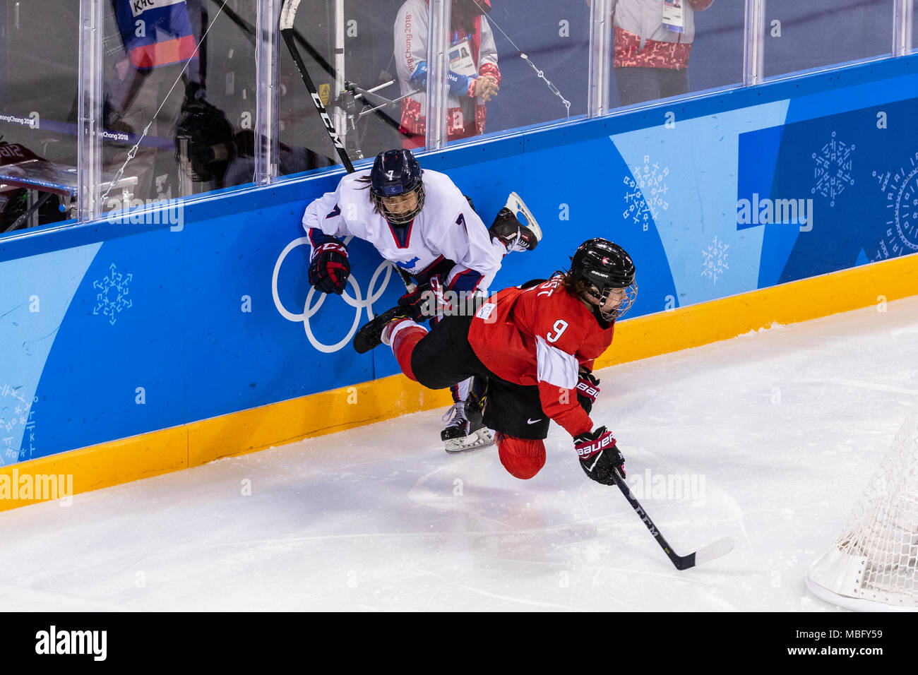 Shannon Sigrist (SUI) #9 and Danelle Im (KOR) #7 during Korea ...