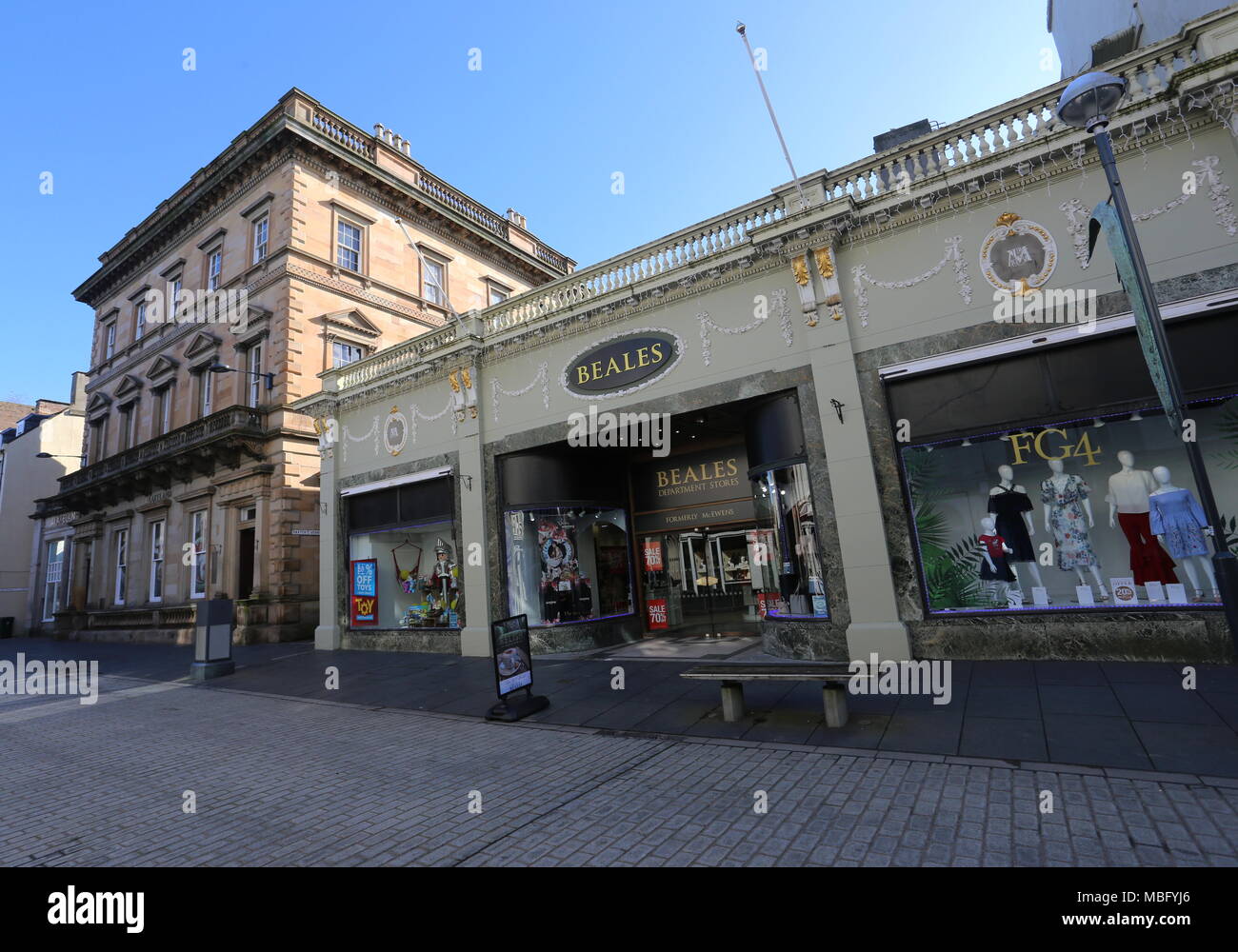 Beales Department store in former site of McEwans Perth Scotland April ...