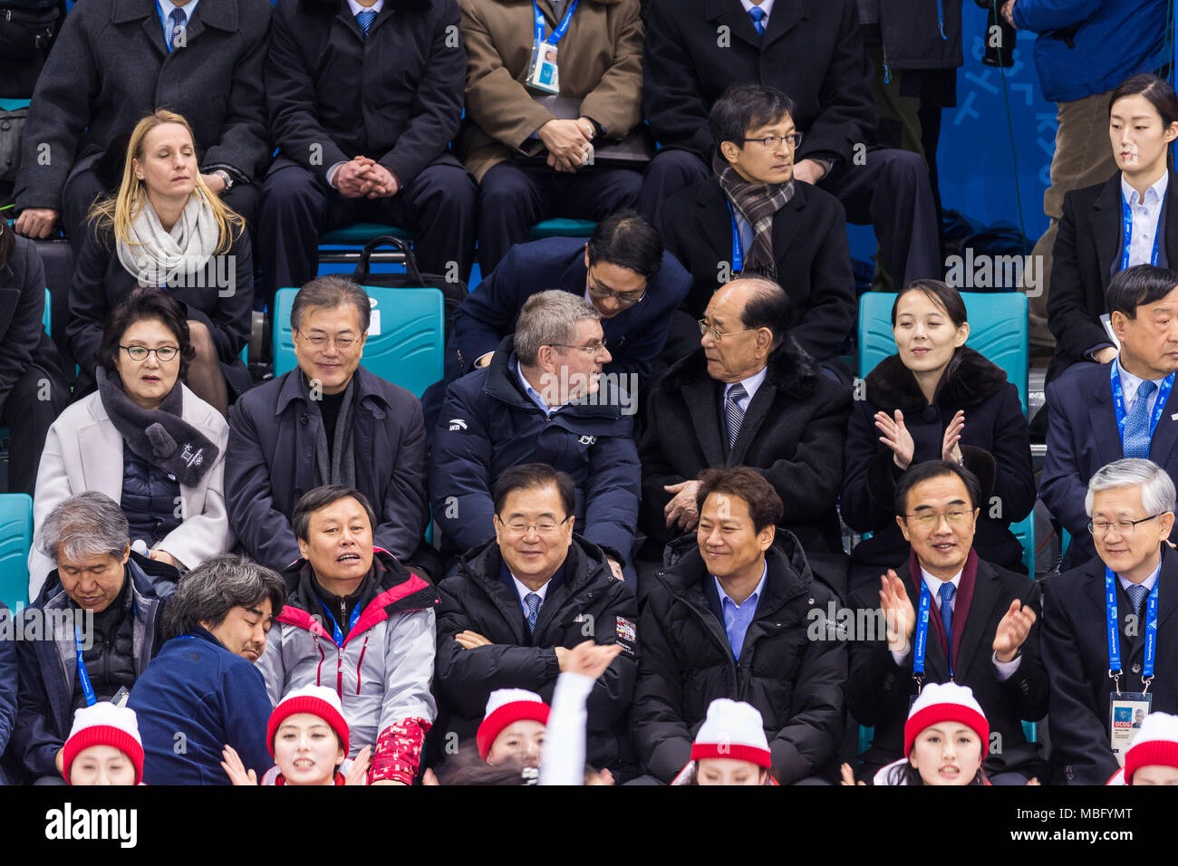 USOC President Thomas Bach, North Korean ceremonial head of state Kim ...