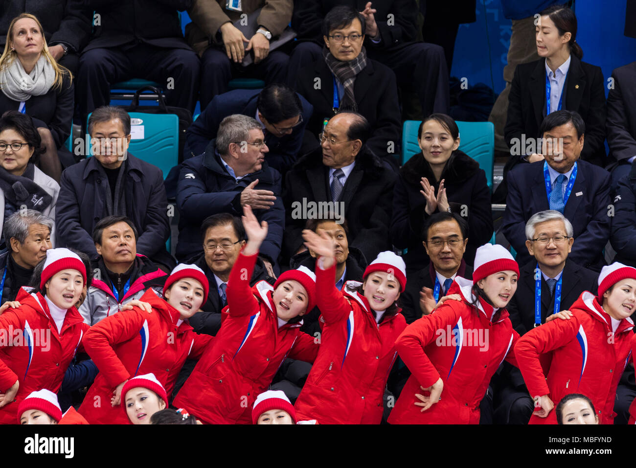 USOC President Thomas Bach, North Korean ceremonial head of state Kim ...
