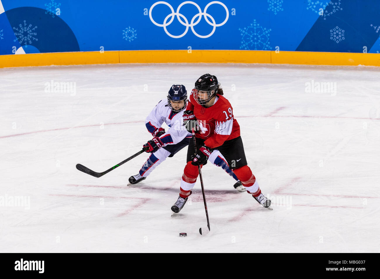 Christine Meier (SUI) #19 and Jiyeon Choi (KOR) #10 during Korea ...