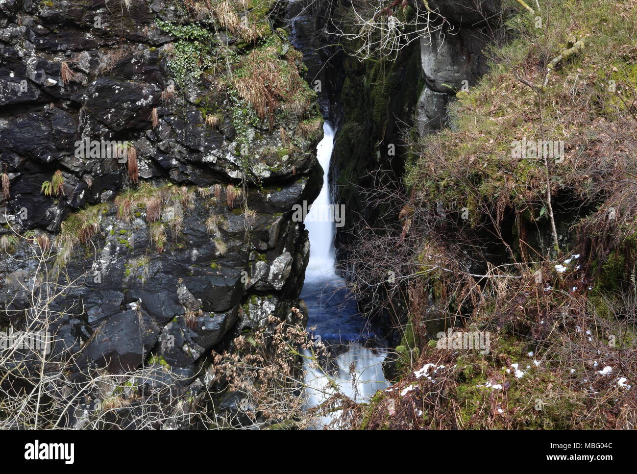 Deils caldron waterfall on River Lednock Comrie Scotland April 2018 ...