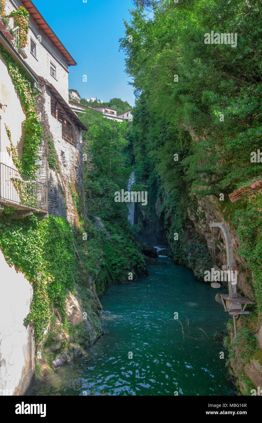 horrid of Nesso, the waterfall rushes into Lake Como, Italy Stock Photo ...