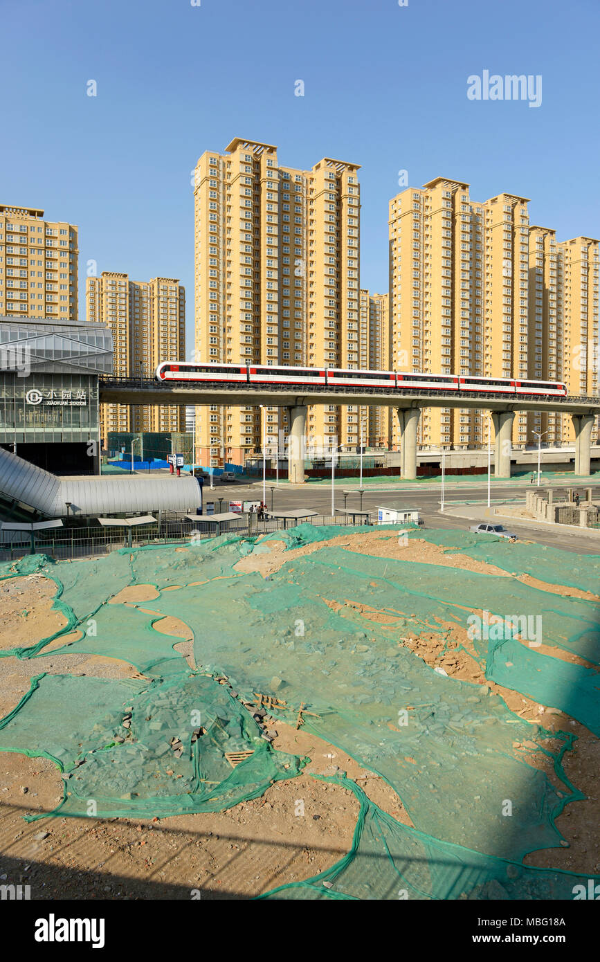 A maglev train departs from Xiaoyuan station on the S1 metro line in ...
