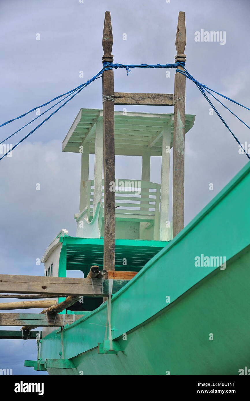 Deck of balangay or bangka-double outrigger boat for fishing and ...