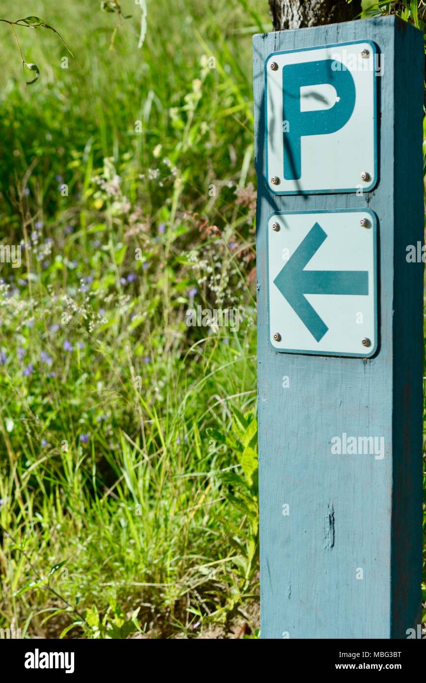 Sign instructing where car park is with a P and an arrow, Townsville ...