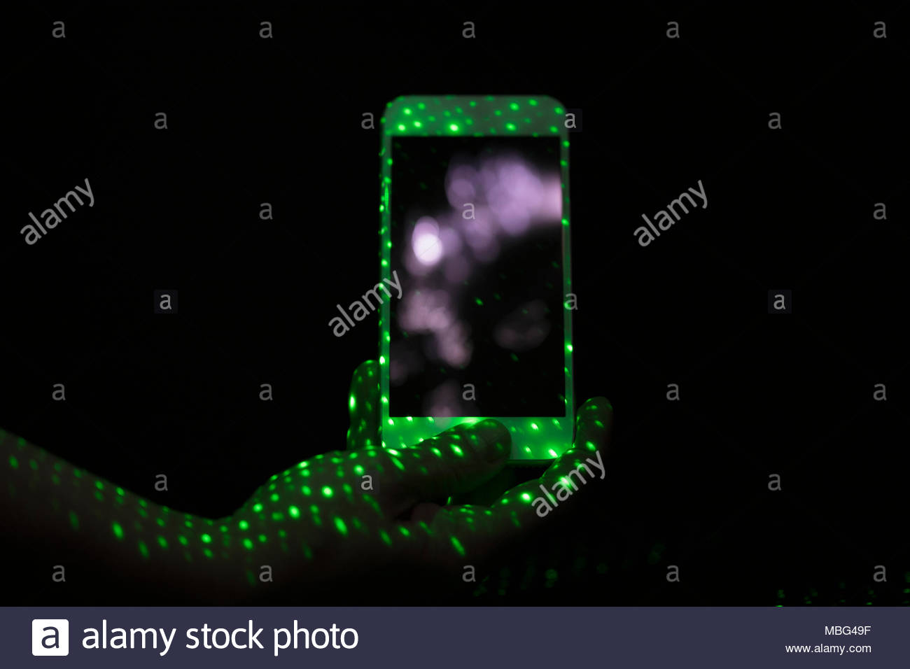 Woman laser phone hi-res stock photography and images - Alamy