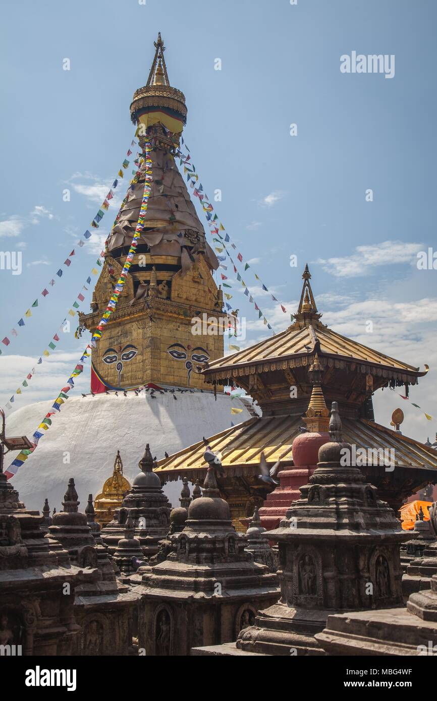 Swayambu monkey temple, Kathmandu, Nepal Stock Photo - Alamy