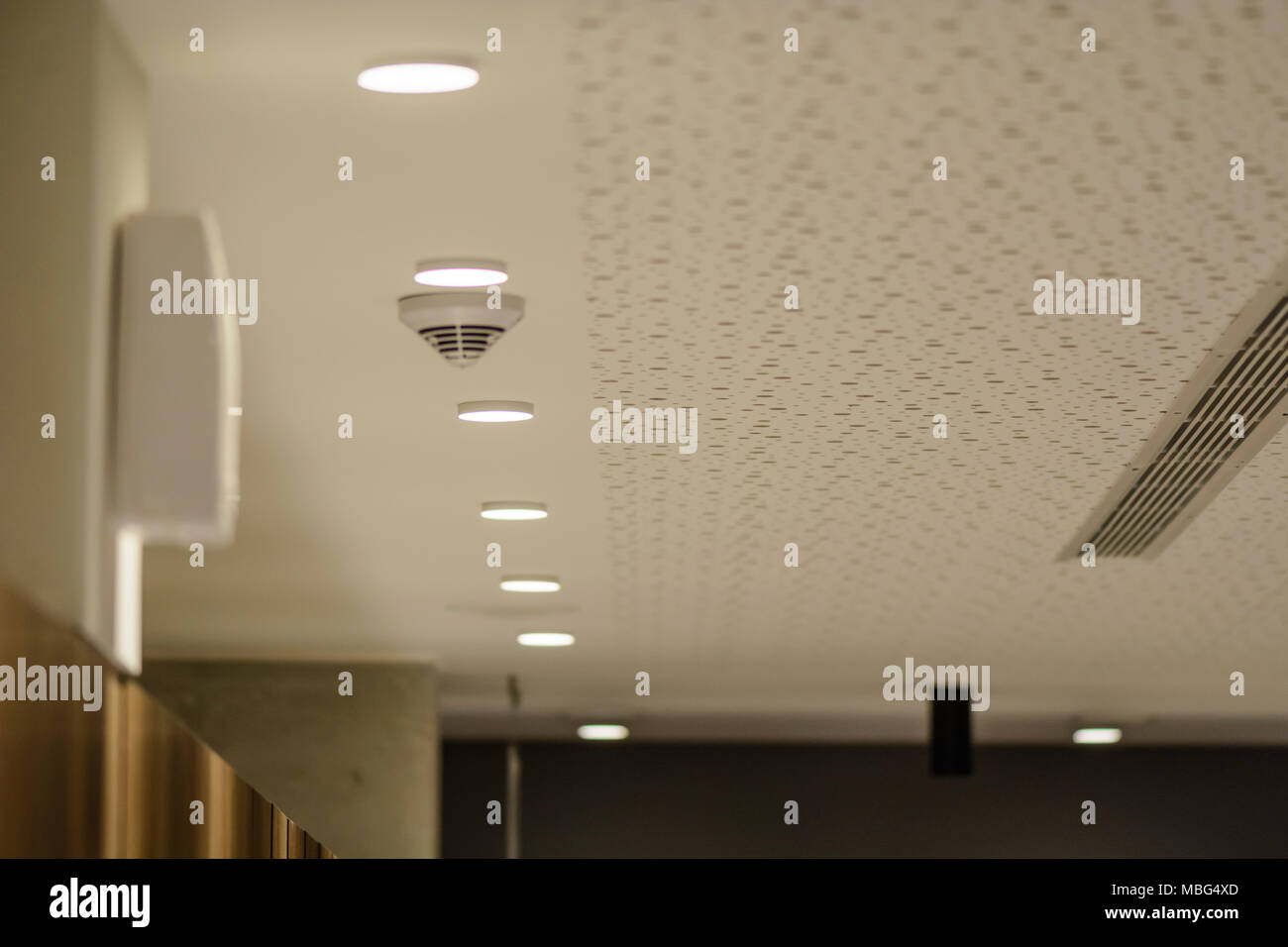 Abstract Ceiling of a pool changing room , with Led light Stock Photo ...
