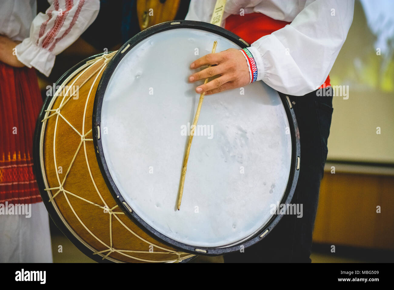 Large double headed drum, bulgarian traditional instrument Stock Photo ...