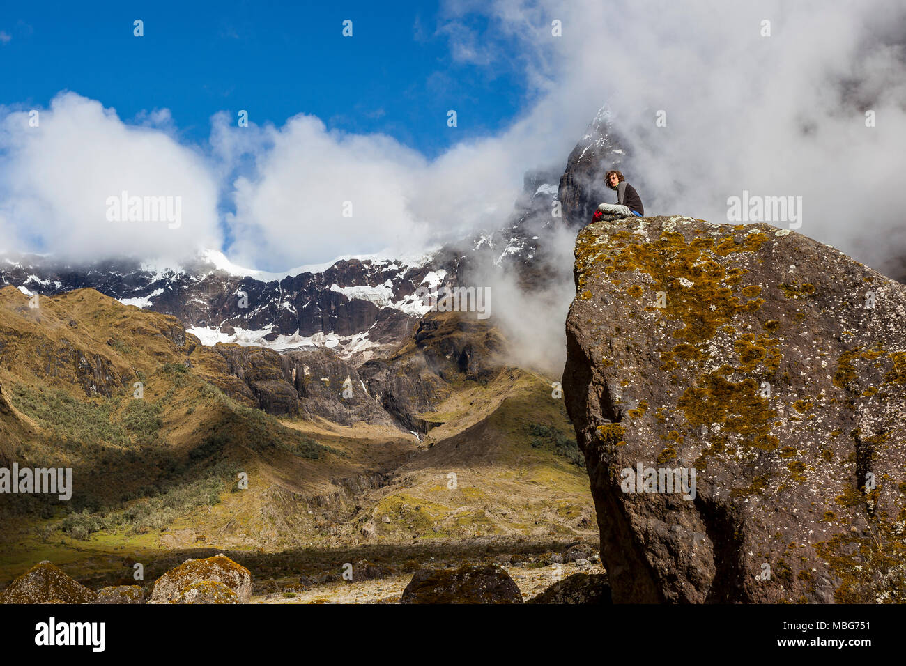EL ALTAR, ECUADOR - MARCH 08: Hiker unidentified walking around the ...