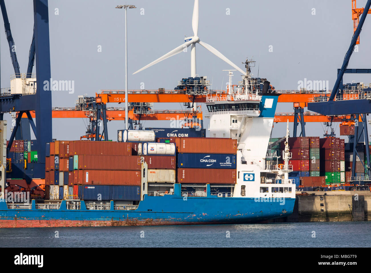 The seaport of Rotterdam, Netherlands, deep-sea port Maasvlakte 2, on ...