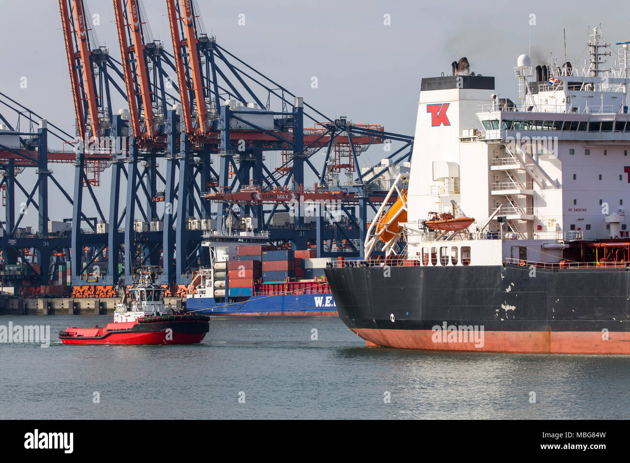 The seaport of Rotterdam, Netherlands, deep-sea port Maasvlakte 2, on ...