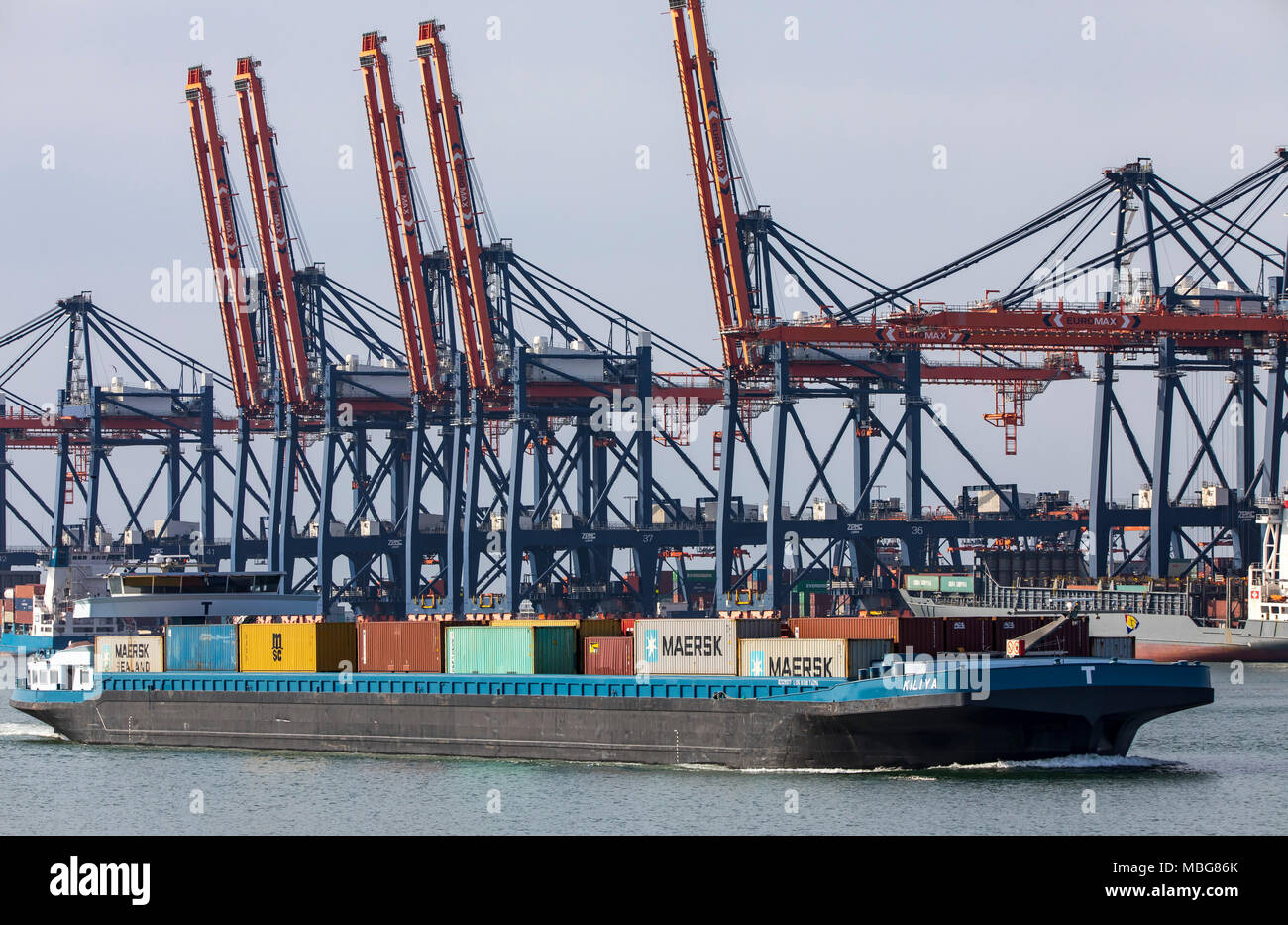 The seaport of Rotterdam, Netherlands, deep-sea port Maasvlakte 2, on ...