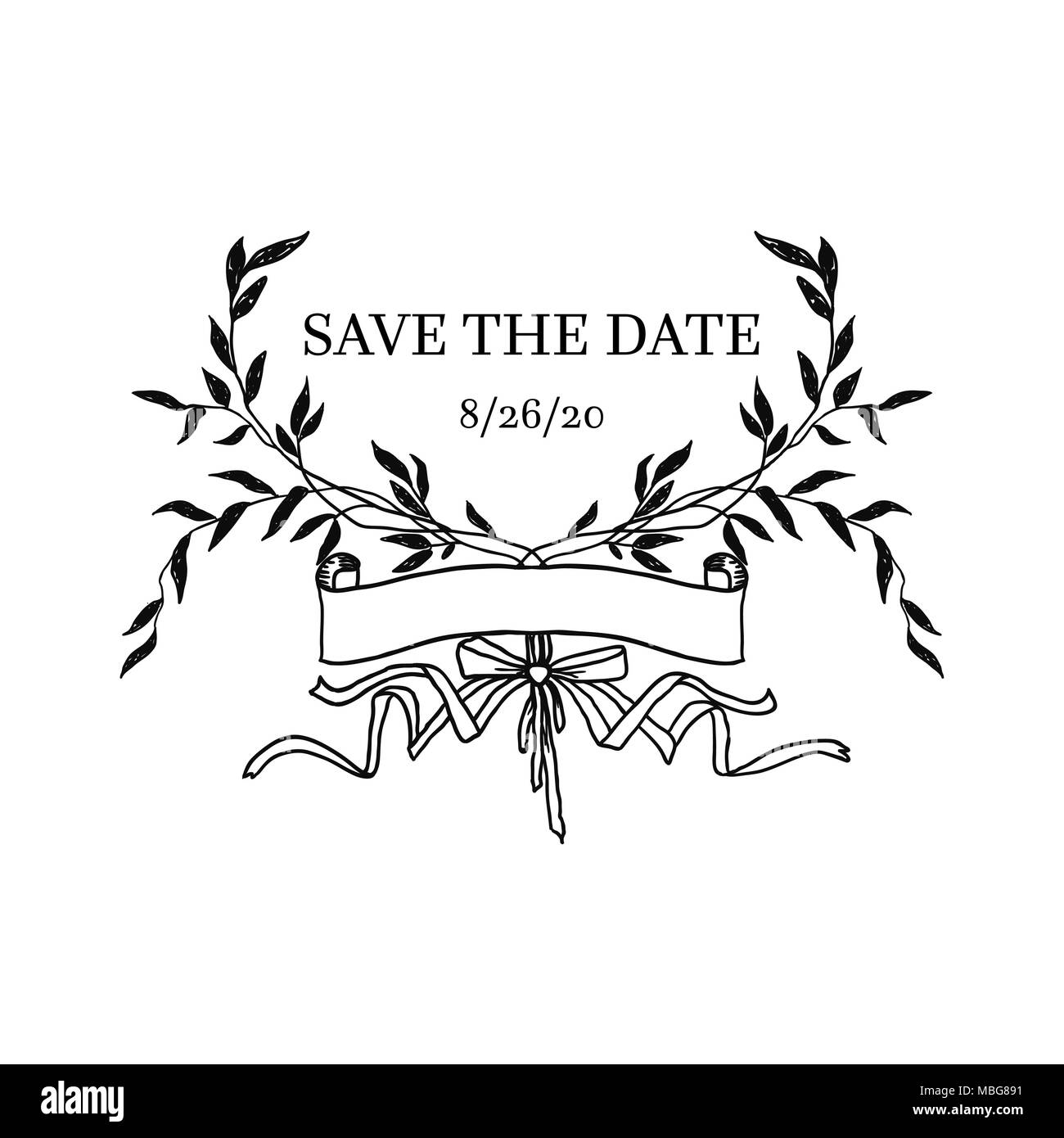 Floral wedding save date Black and White Stock Photos & Images - Alamy