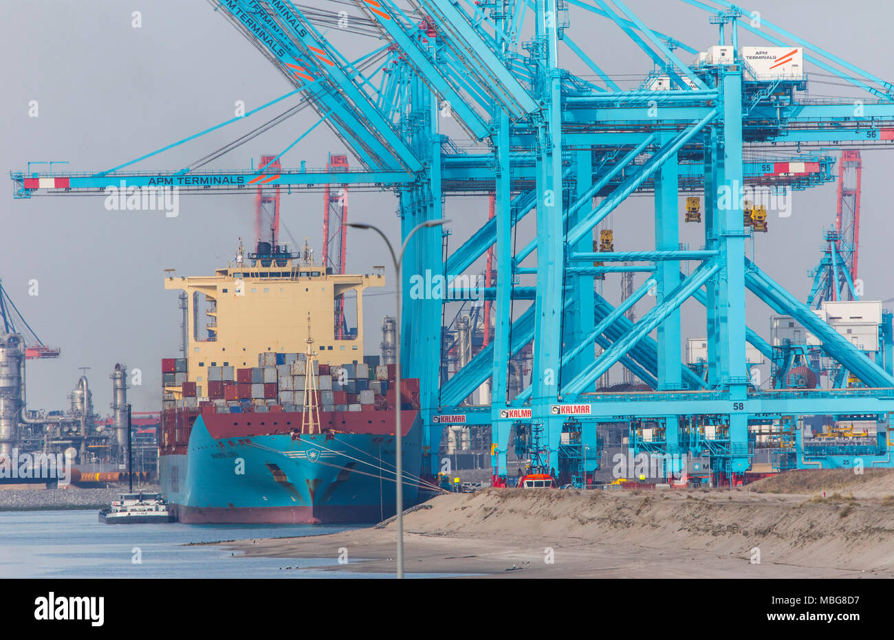 The seaport of Rotterdam, Netherlands, deep-sea port Maasvlakte 2, on ...