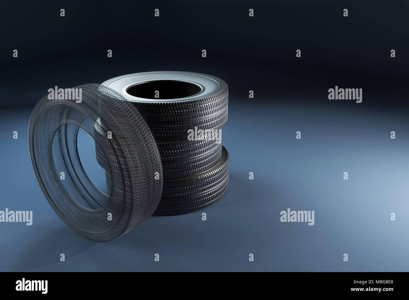 Picture of the wheel tires in high resolution. 3d image Stock Photo - Alamy