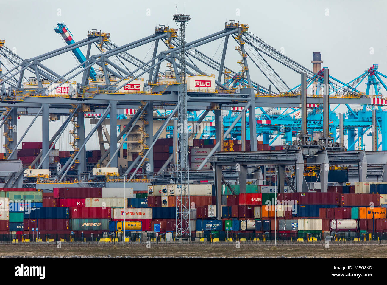 The seaport of Rotterdam, Netherlands, deep-sea port Maasvlakte 2, on ...