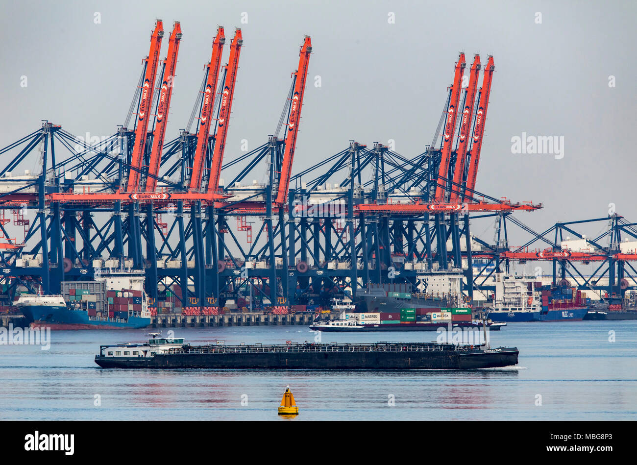 The seaport of Rotterdam, Netherlands, deep-sea port Maasvlakte 2, on ...