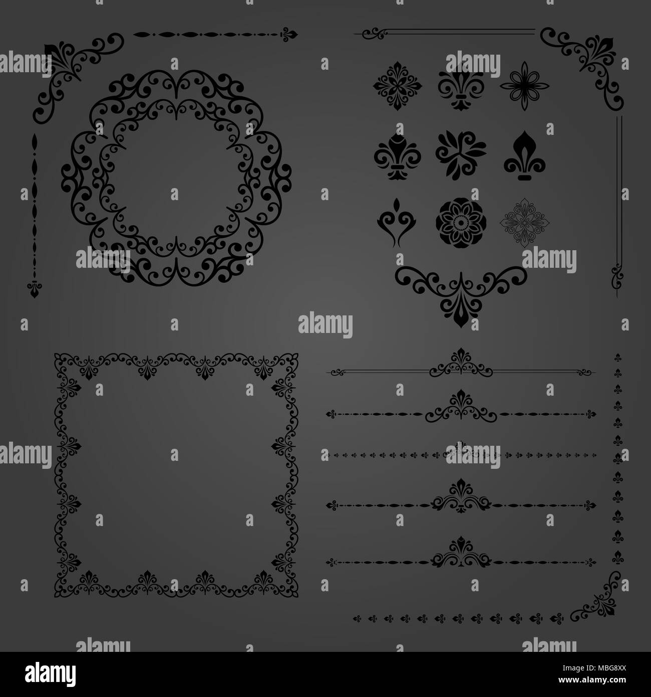 Vintage set of horizontal, square and round elements. Different ...