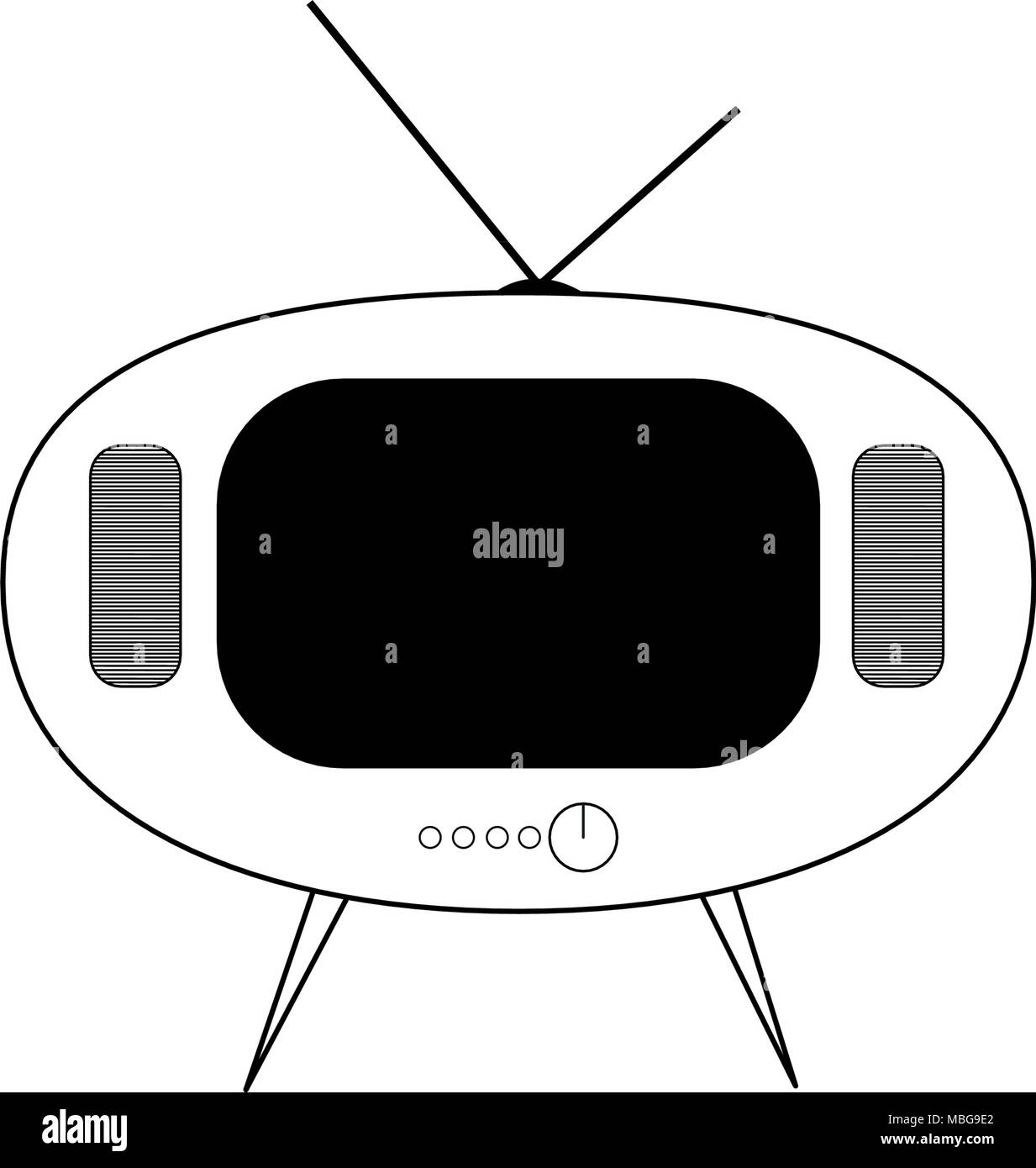 Retro tv vector drawing. Flat style vector. Television icon, symbol ...