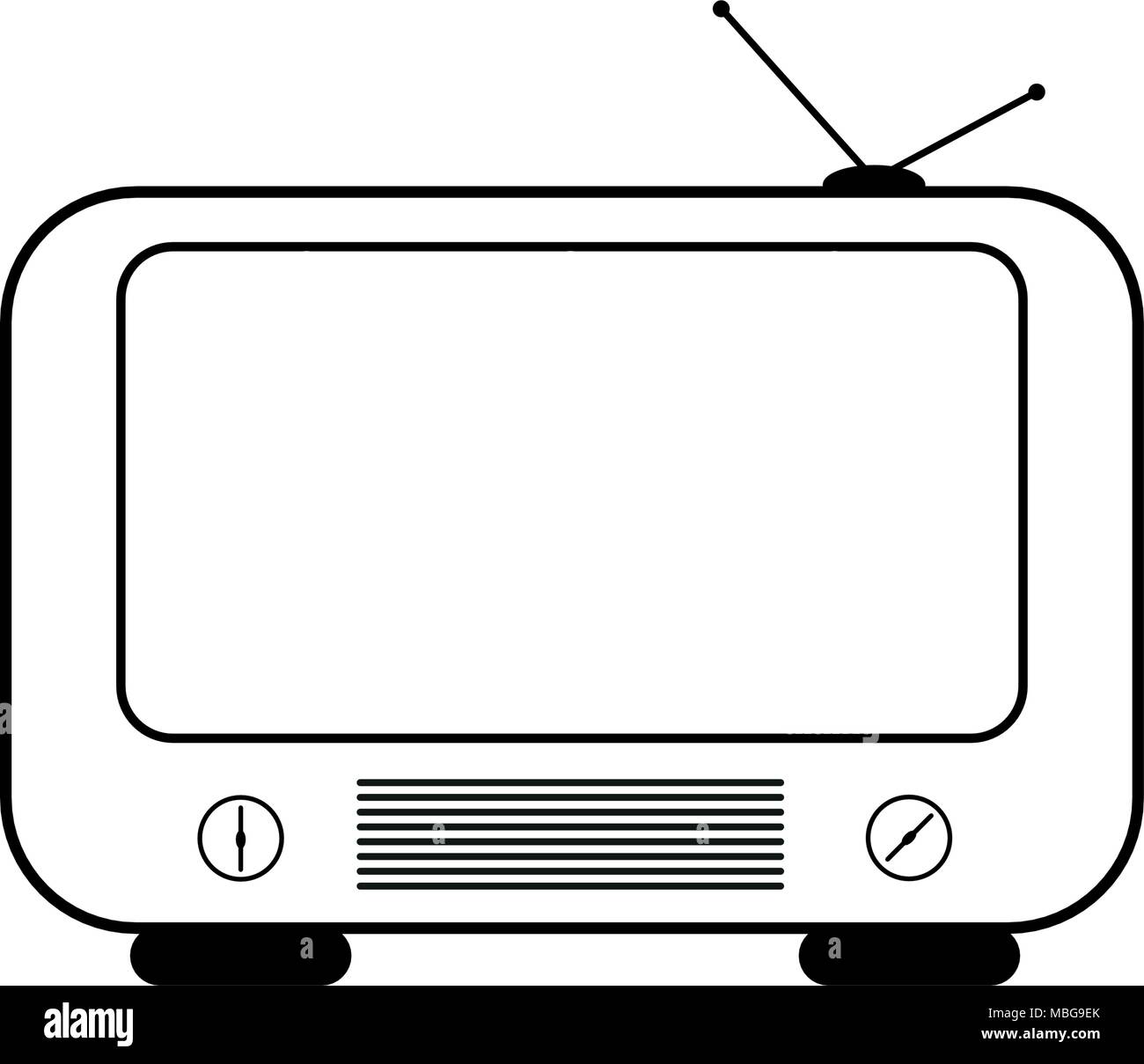 Retro tv vector drawing. Flat style vector. Television icon, symbol ...