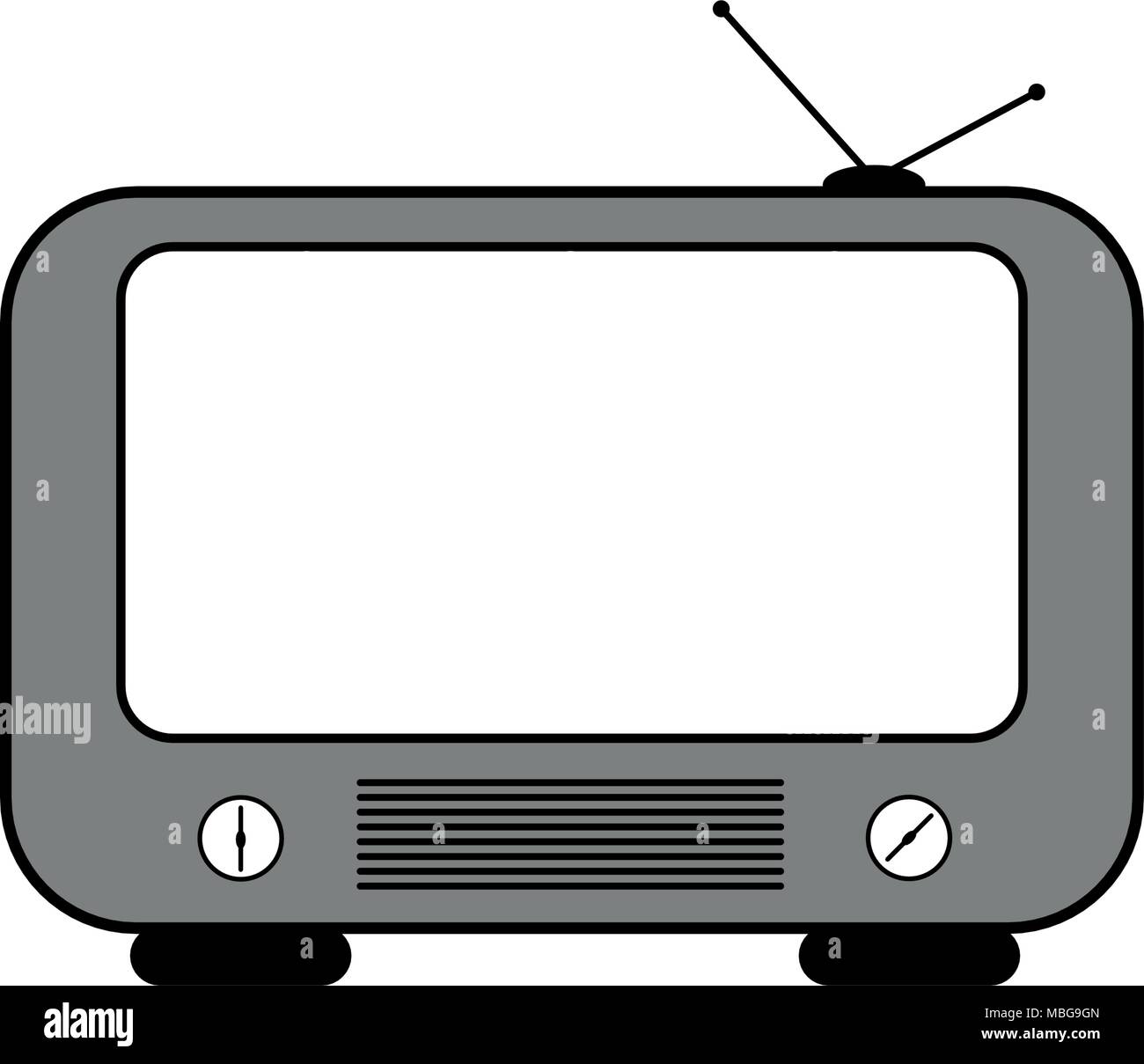 Grey retro tv vector drawing. Flat style vector. Television icon ...