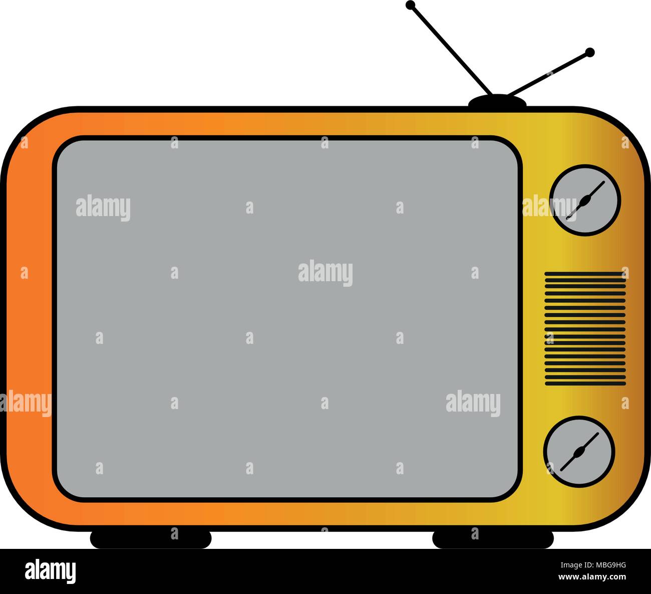 Orange and yellow Tv vector drawing. Flat style vector. Television icon ...