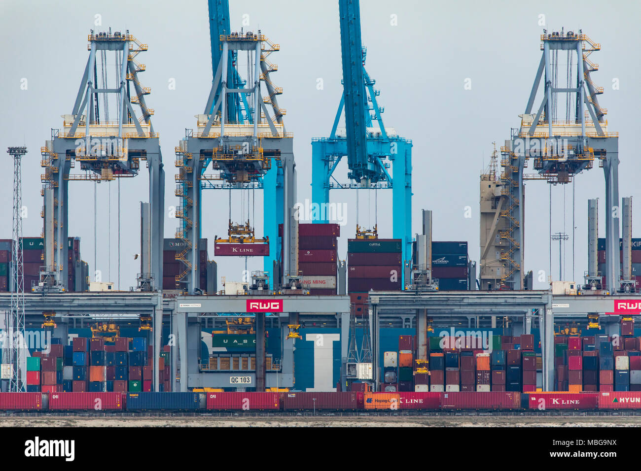 The seaport of Rotterdam, Netherlands, deep-sea port Maasvlakte 2, on ...